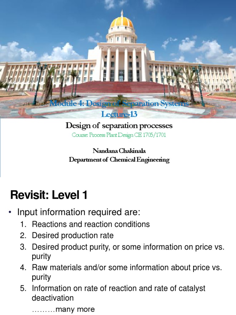 Lecture 13 - Design of Separation Systems PDF | PDF | Distillation ...