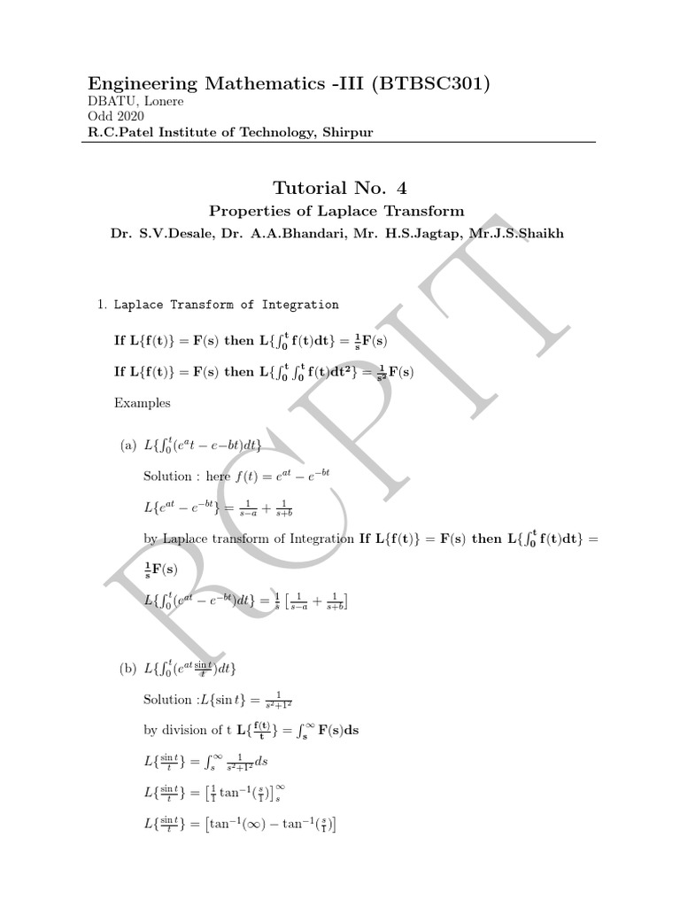 R Cpit: Engineering Mathematics - III (BTBSC301) | PDF | Teaching ...