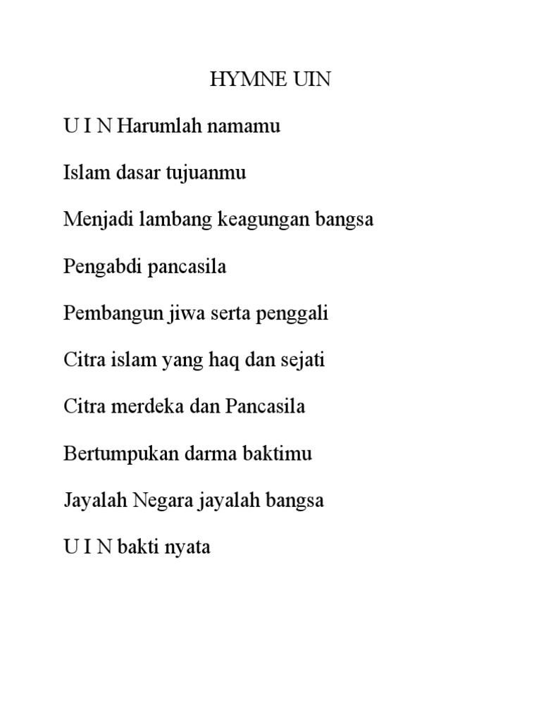 Hymne Uin | PDF | Ilmu Sosial | Puisi