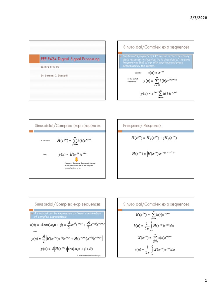 Sinusoidal/Complex Exp Sequences: EEE F434 Digital Signal Processing | PDF | Algorithms ...