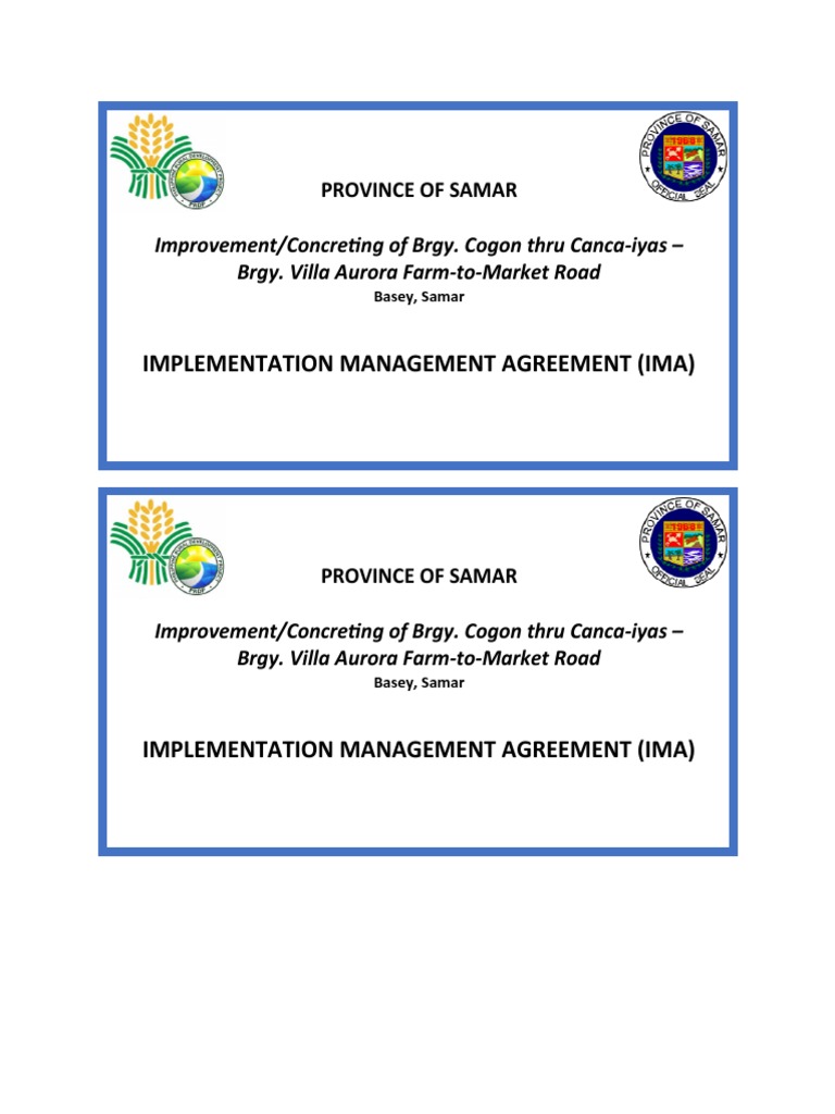 Implementation Management Agreement (Ima) | PDF