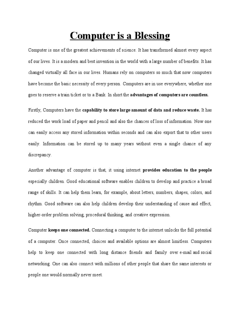 Computer Is A Blessing | PDF | Internet | Information
