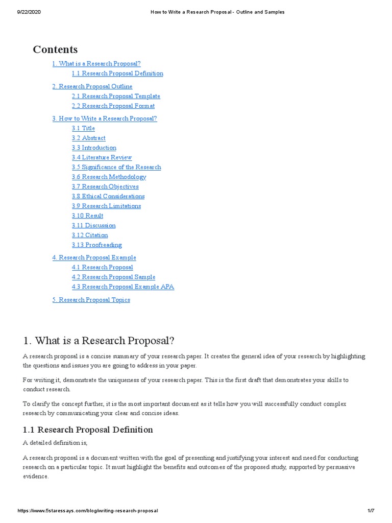 How To Write A Research Proposal - Outline and Samples | PDF ...