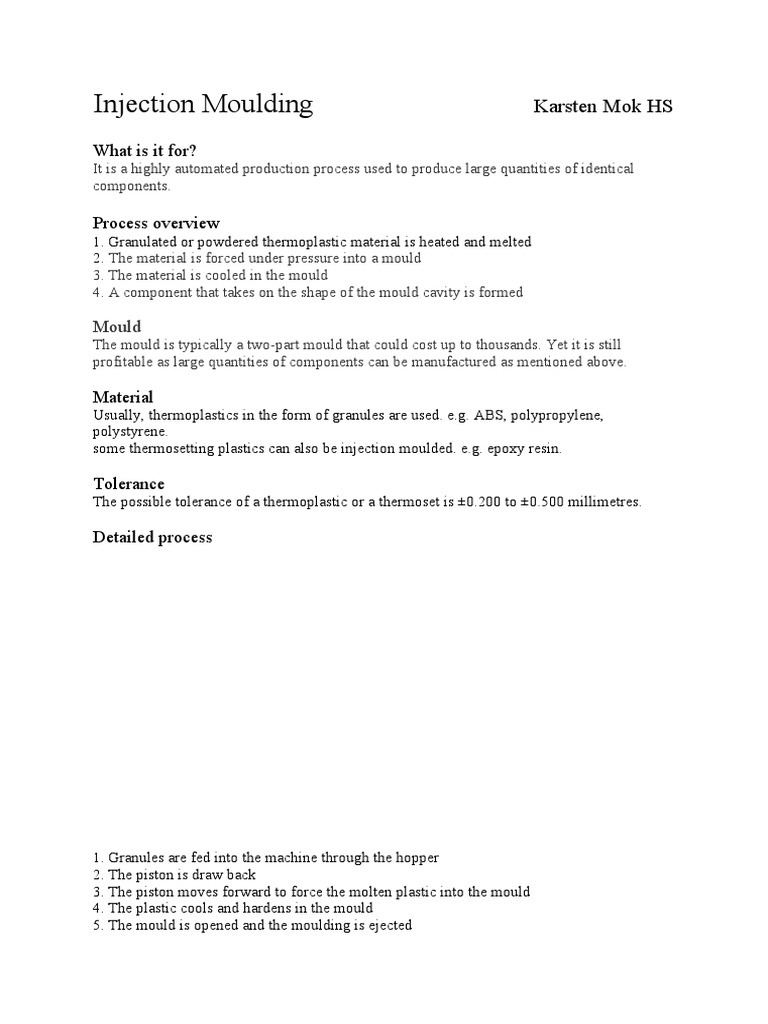 Injection Moulding | PDF