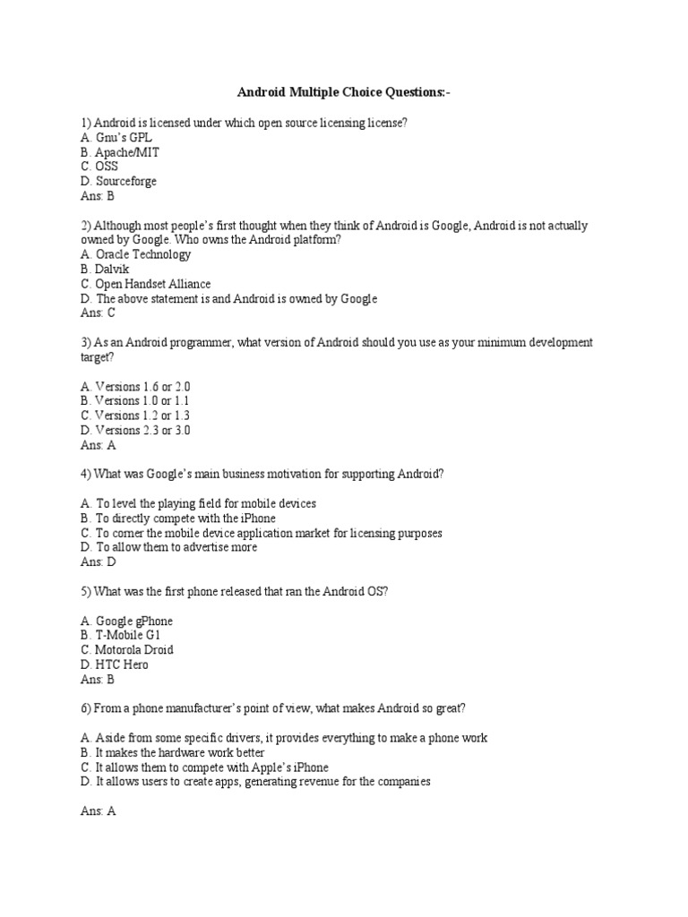 Understanding Android: An Overview of Common Android Questions and Answers | PDF | Android ...