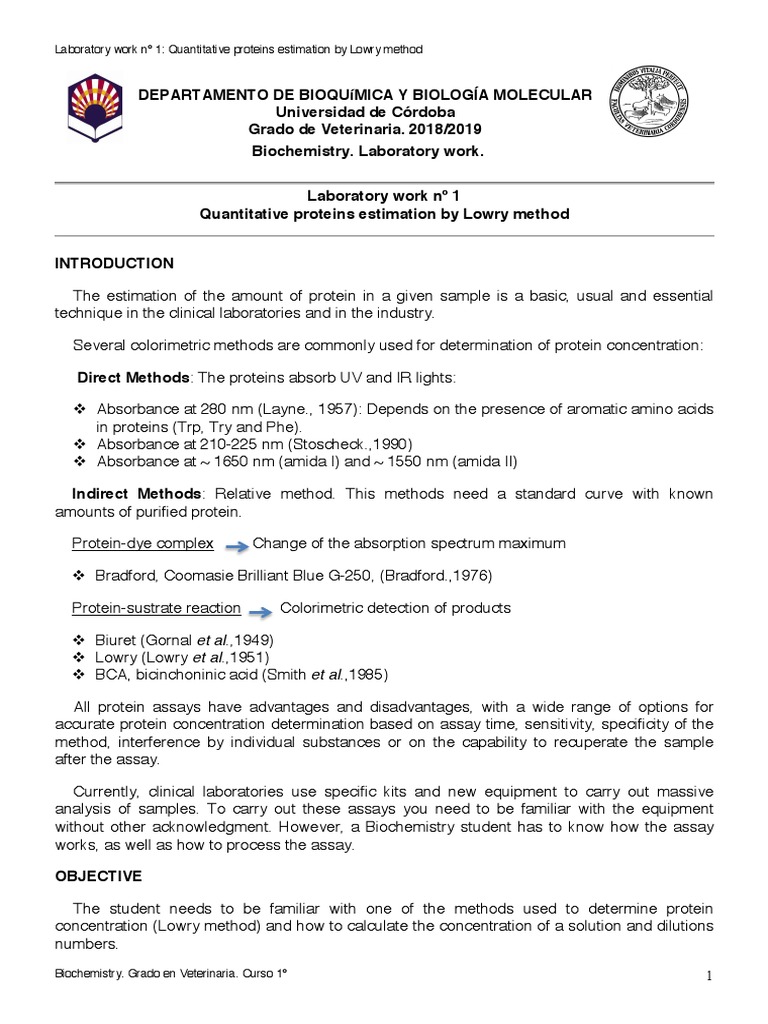 Lowry Method for Protein Estimation | PDF | Laboratory Techniques ...
