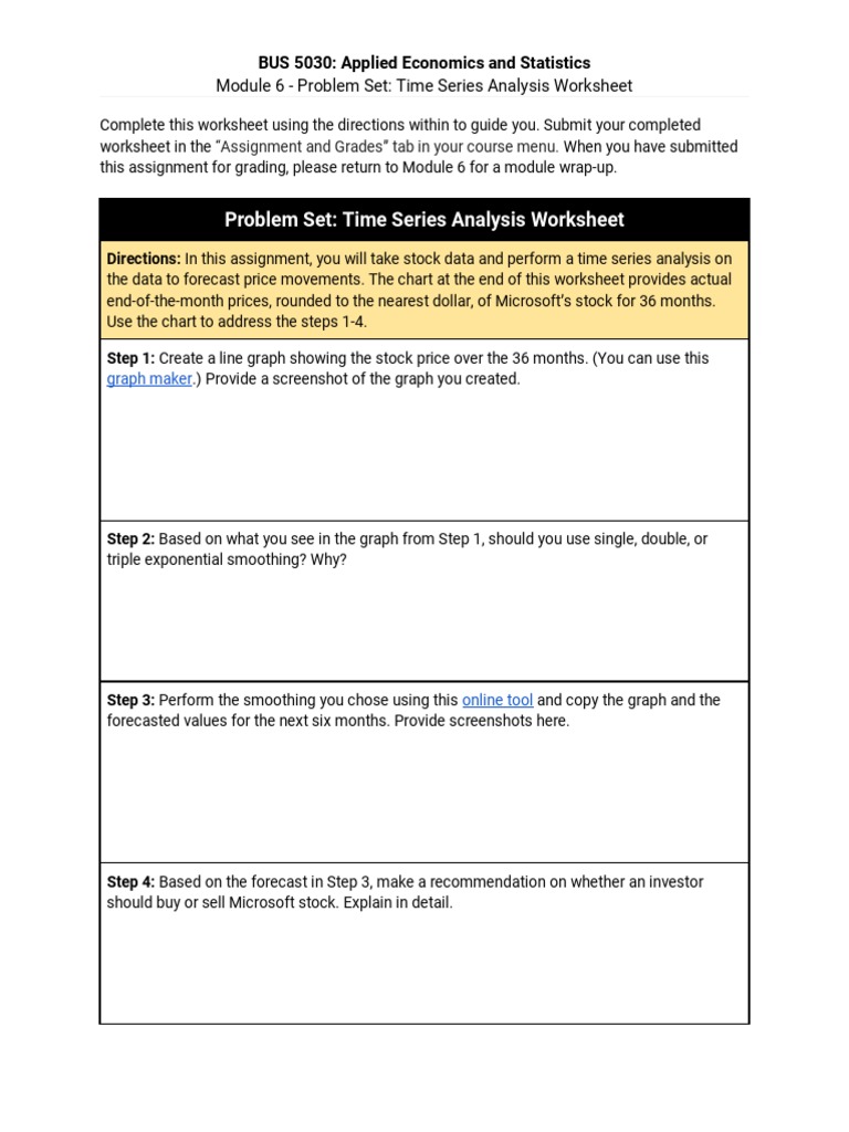 Module 6 - Problem Set: Time Series Analysis Worksheet | PDF