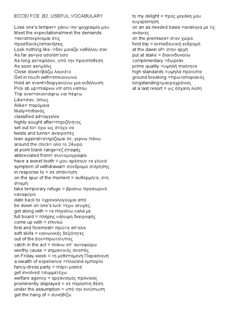 Useful Vocabulary B2 | PDF