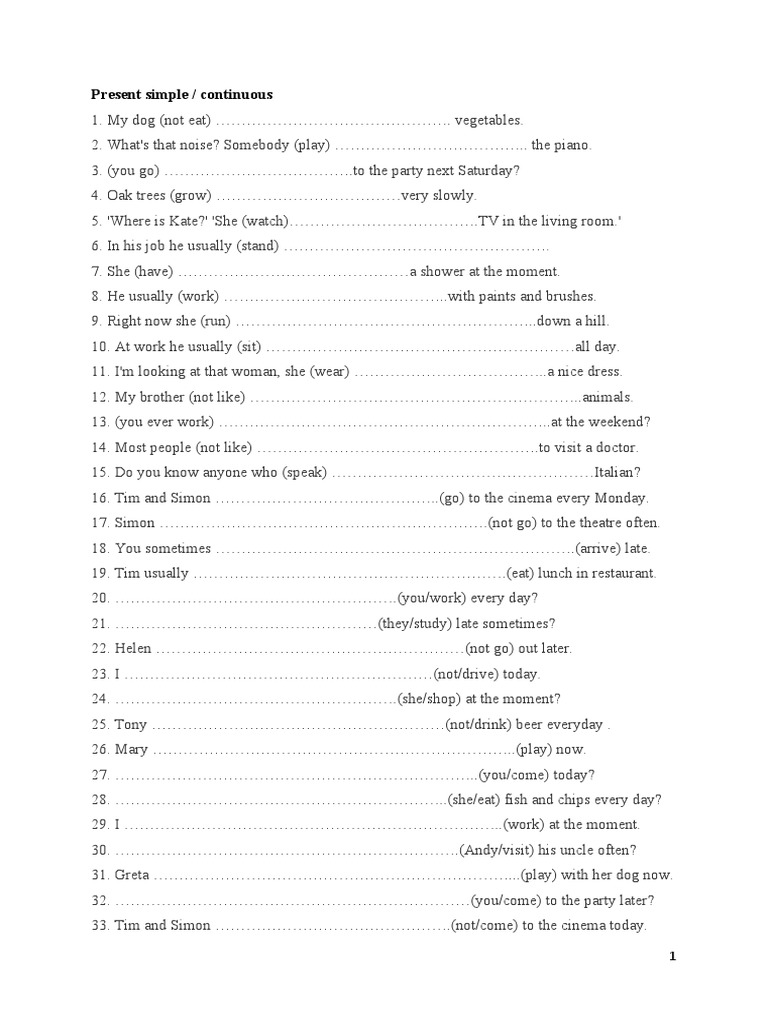 Present - Past Simple - Continuous | PDF