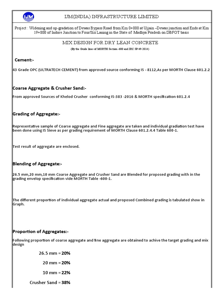 01.DLC Mix Design Cement | PDF | Construction Aggregate | Concrete