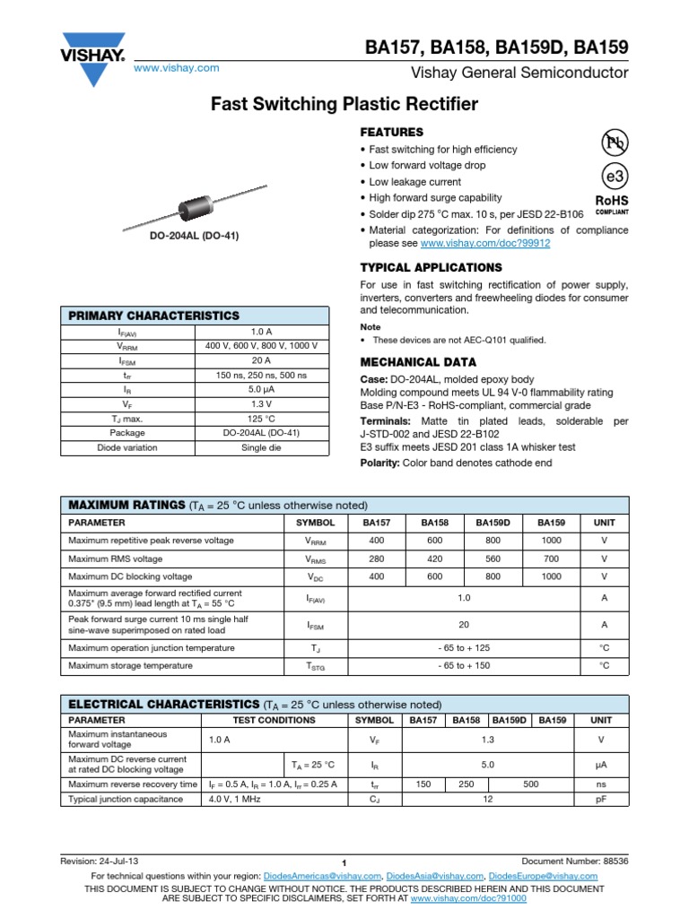 Diode FastSwitching Ba157 | PDF