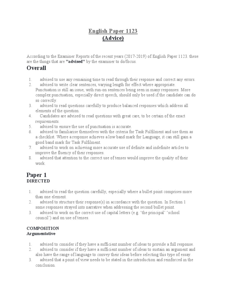 English Paper 1123.2 | PDF | Question | Multiple Choice