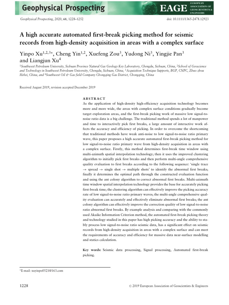 A High Accurate Automated First-Break Picking Method For Seismic Records From High-Density ...