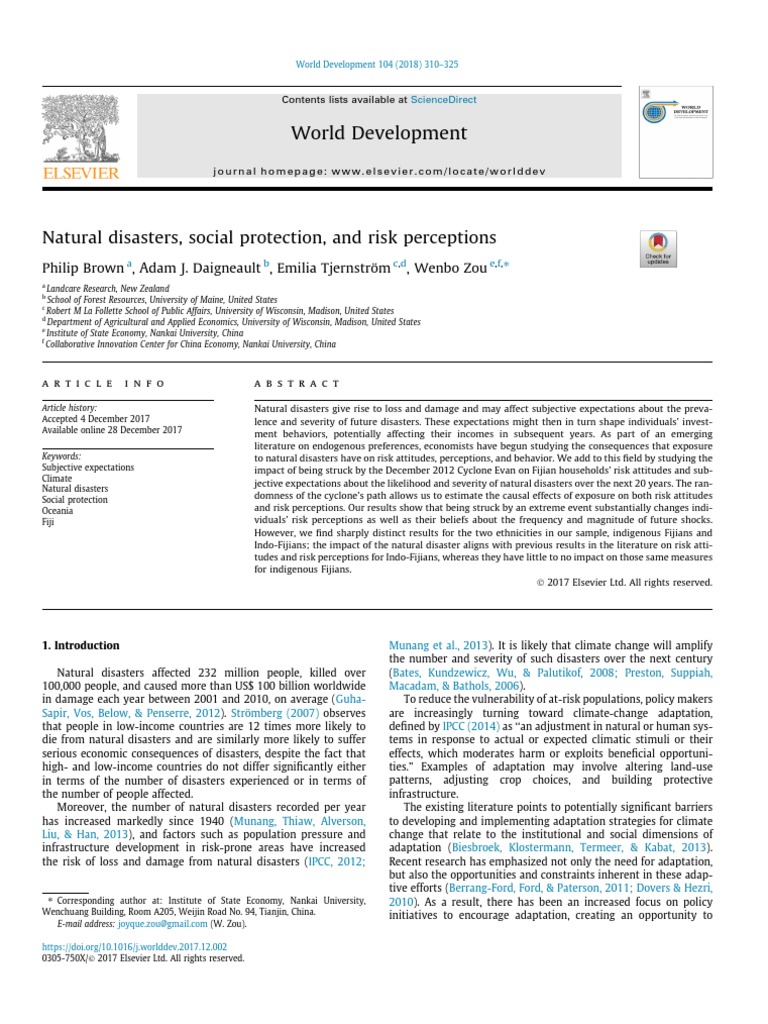 Brown Et Al - 2018 - Natural Disaster and Risk Perceptions PDF ... Brown Et Al - 2018 - Natural Disaster and Risk Perceptions PDF ...