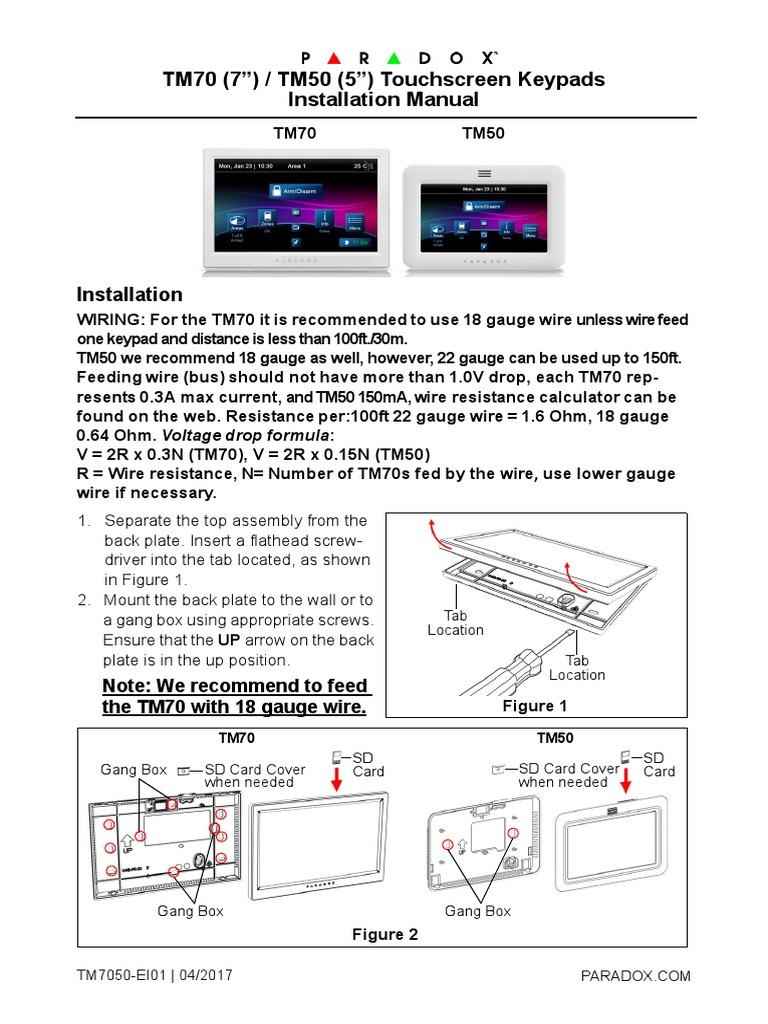 Paradox TM70/TM50 Installation Manual | PDF | Electrical Connector ...