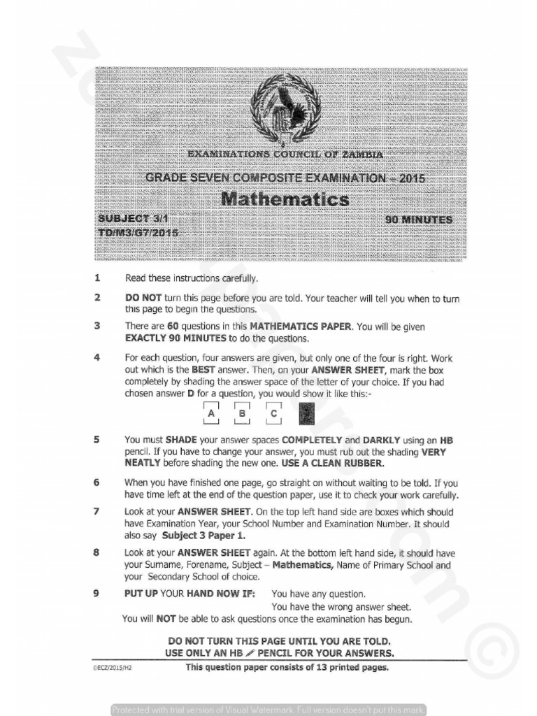 g7 Maths 2015 PDF | PDF