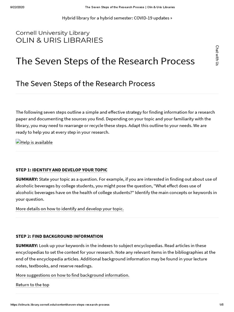 The Seven Steps of The Research Process - Olin & Uris Libraries ...