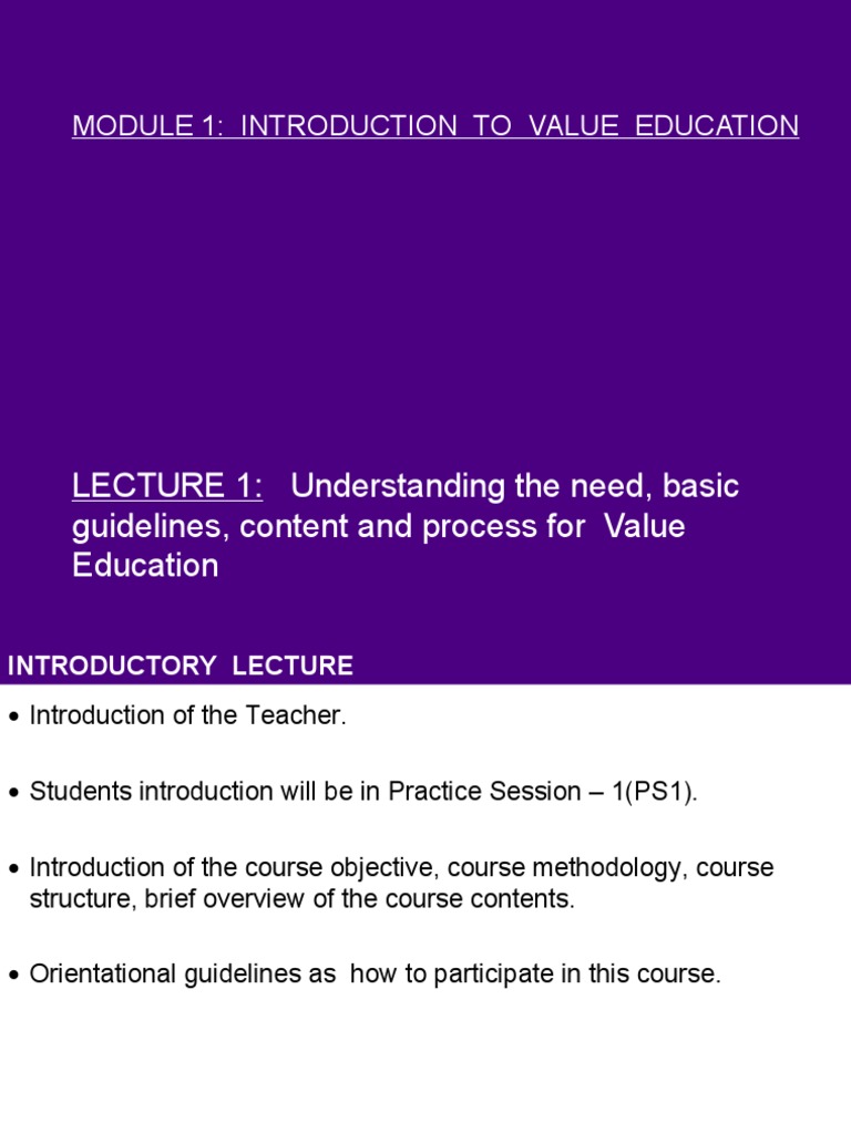 Guidelines for Value Education Overview | PDF | Reason | Human