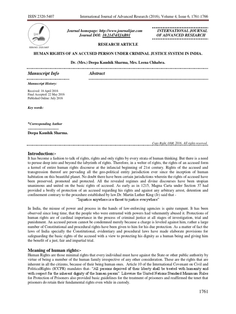 Protecting the Rights of the Accused: A Review of the Constitutional and Procedural Rights ...