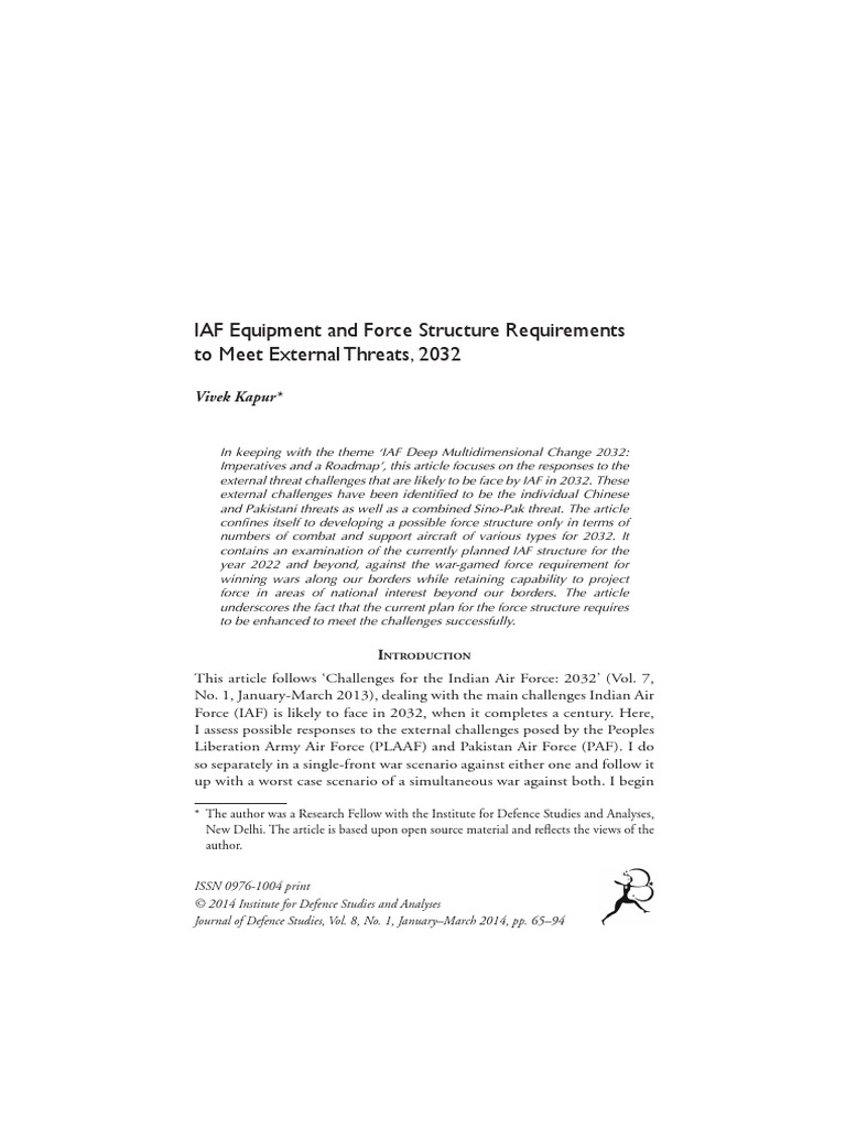 IAF Equipmentand Force Structure Requirementst | PDF | Fighter Aircraft ...