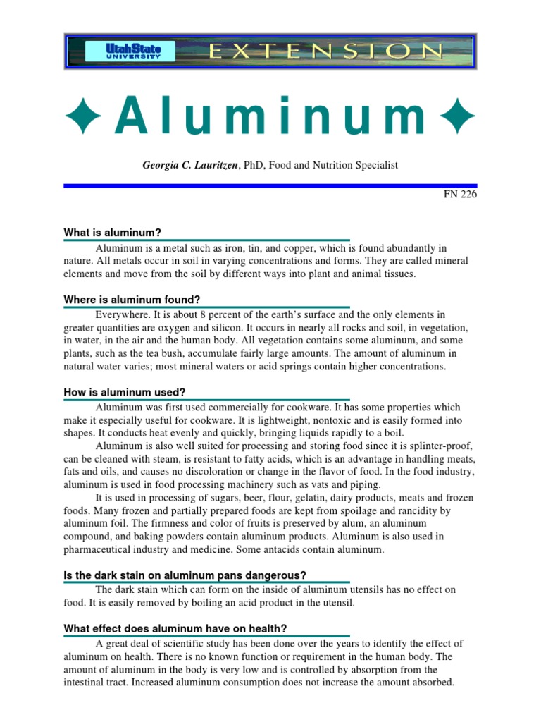 Aluminum in Food | PDF | Cookware And Bakeware | Aluminium