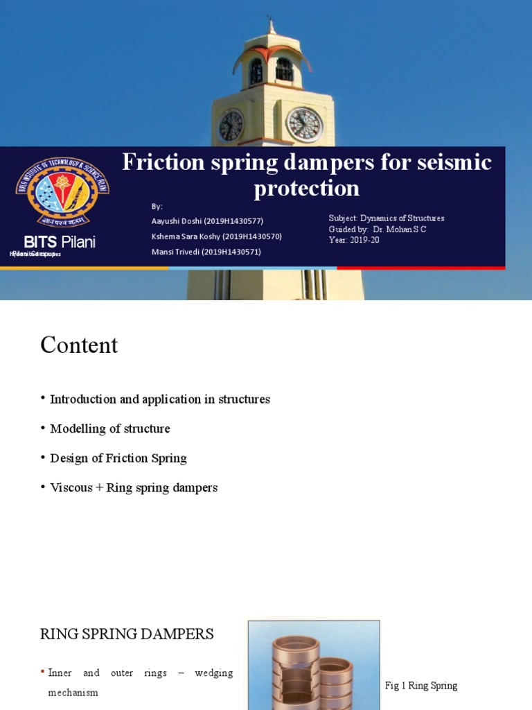 Friction Spring Dampers For Seismic Protection: BITS Pilani | PDF ...
