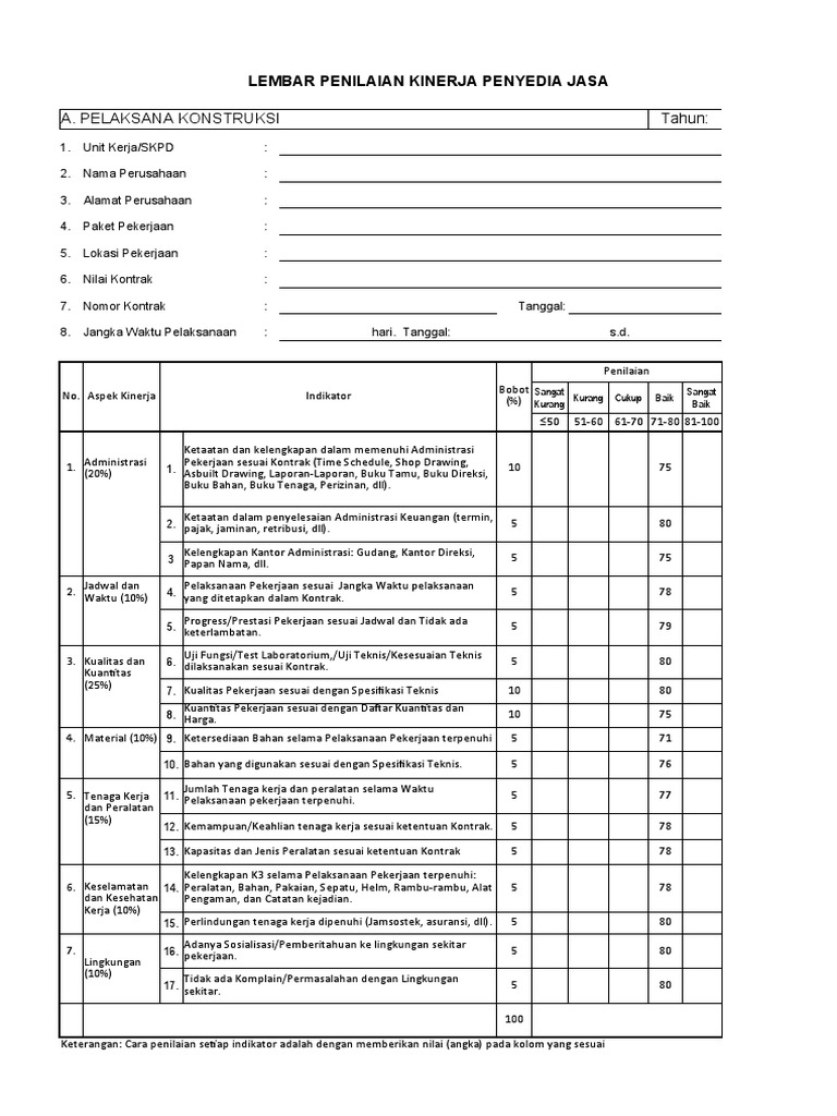 Template Evaluasi Karyawan | PDF