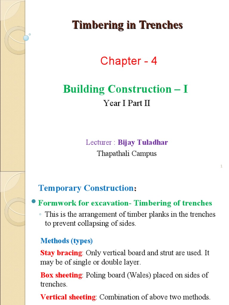 Chapter 4 - Timbering in Trenches | PDF | Trench | Deep Foundation