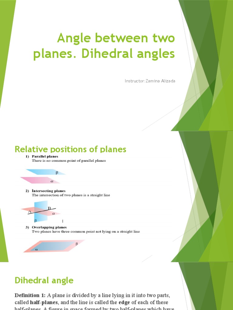 7-Angle Between Two Planes. Dihedral Angles | PDF