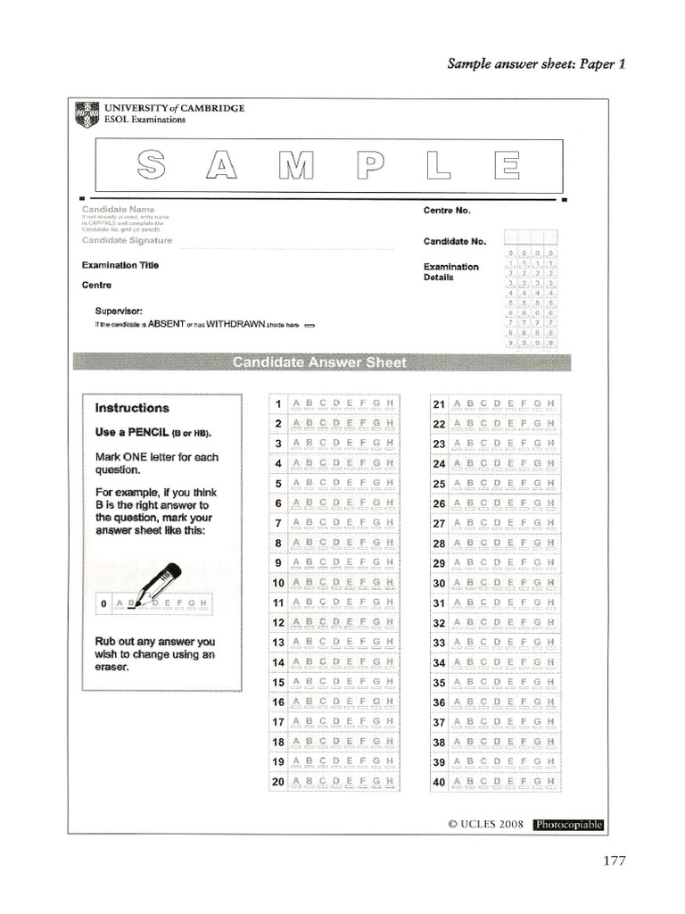 CAE Blank Answer Sheets | PDF