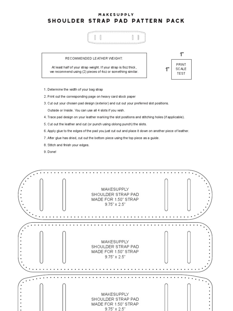 Shoulder Strap Pad Pattern Pack: Makesupply | PDF