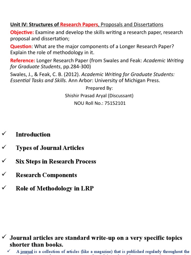 Components of a Longer Research Paper | PDF | Academic Publishing ...