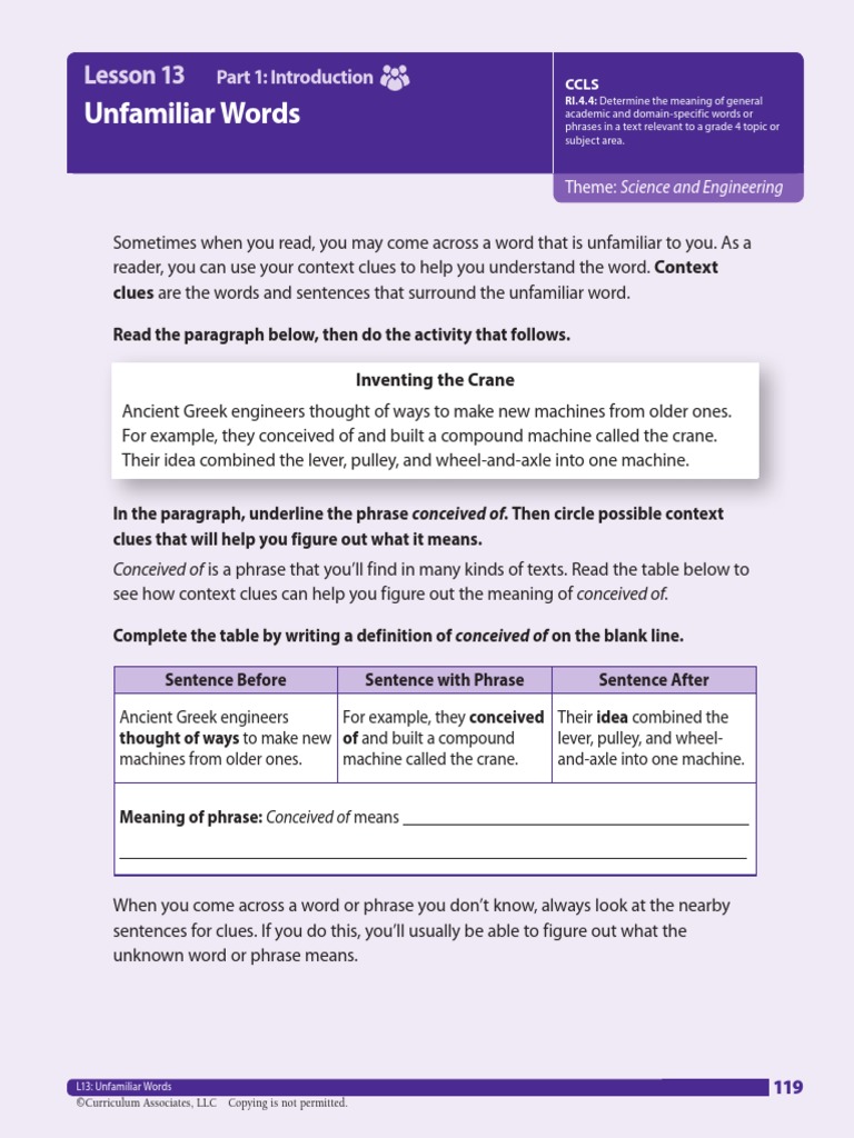 Unfamiliar Words: Lesson 13 | PDF | Bivalvia | Fires