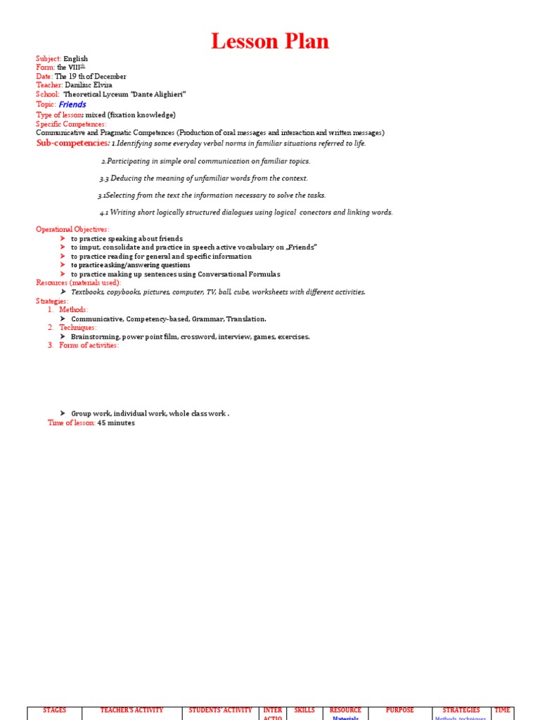 Lesson Plan: Sub-Competencies | PDF | Lesson Plan | Behavior Modification