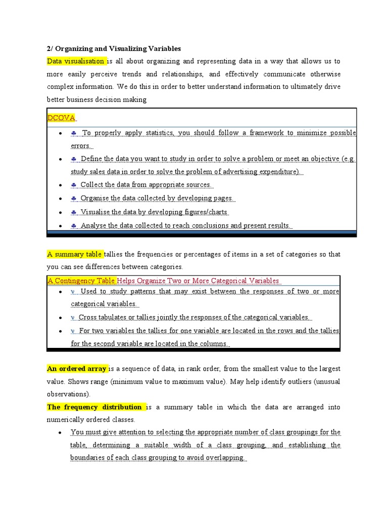 2/ Organizing and Visualizing Variables: Dcova | PDF | Histogram | Chart