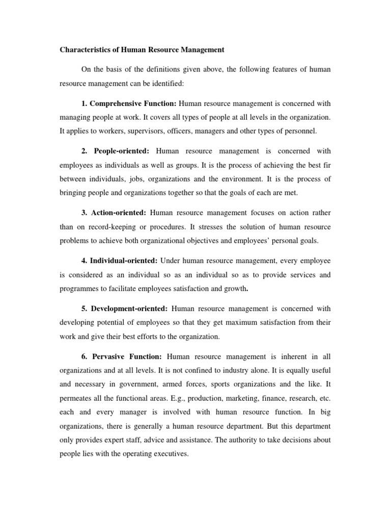2 Characteristics of HRM | PDF | Human Resources | Resource