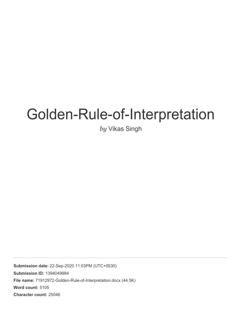 Golden Rule of Interpretation PDF | PDF