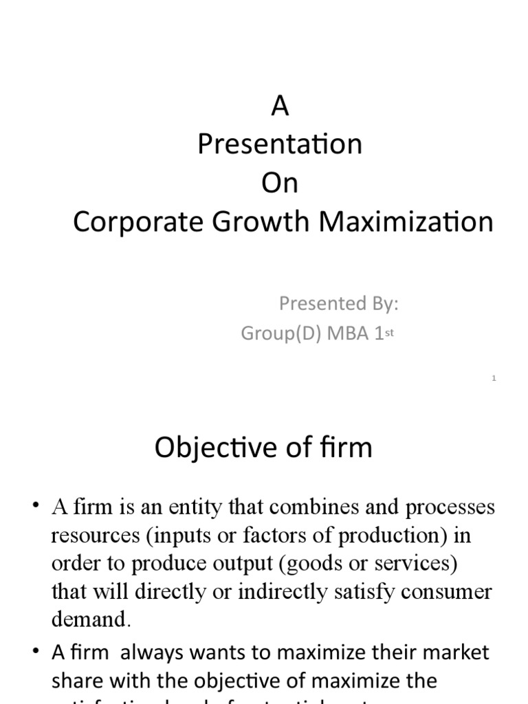 Corporate Growth Maximization Theory | PDF | Profit (Economics ...