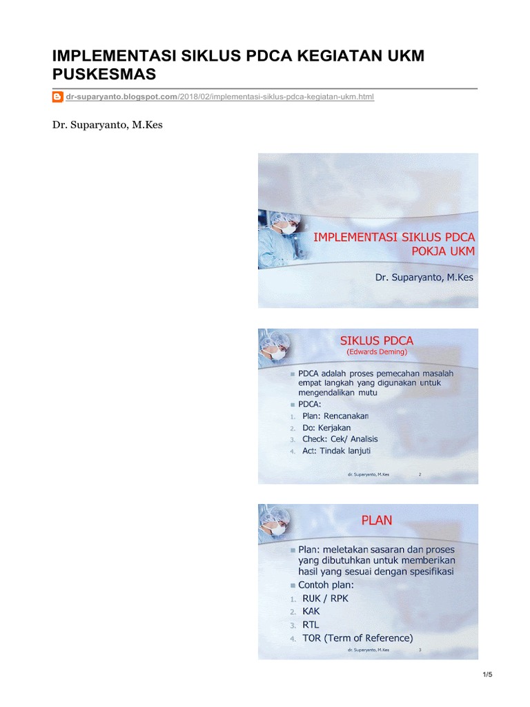 Implementasi Siklus Pdca Kegiatan Ukm Puskesmas | PDF