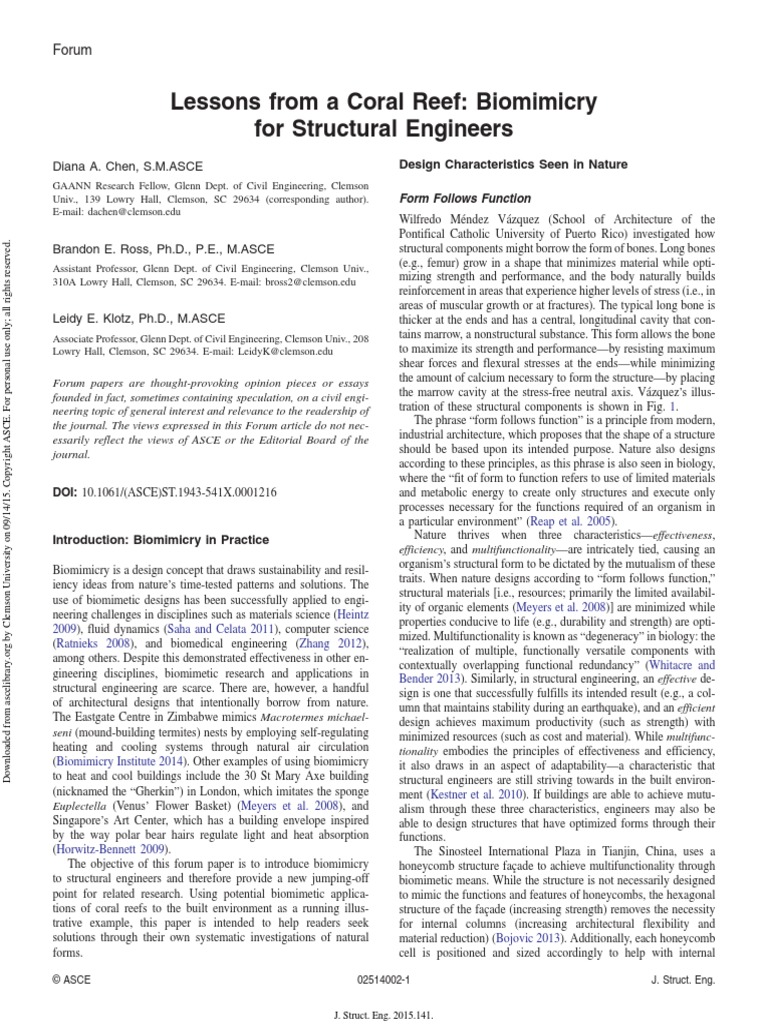 Lessons From A Coral Reef: Biomimicry For Structural Engineers | PDF ...
