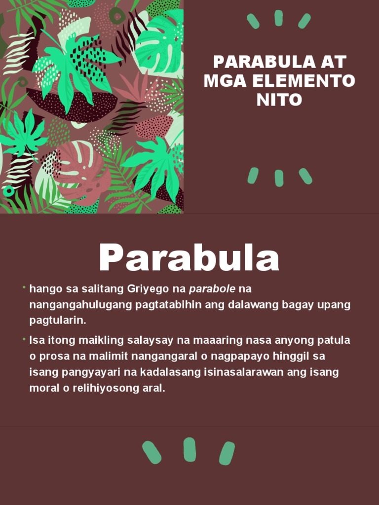 Parabula at Mga Elemento Nito | PDF
