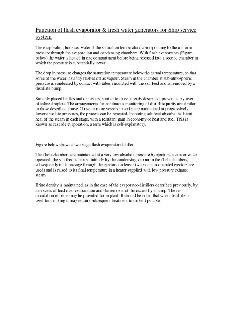 Function of Flash Evaporator & Fresh Water Generators For Ship Service ...