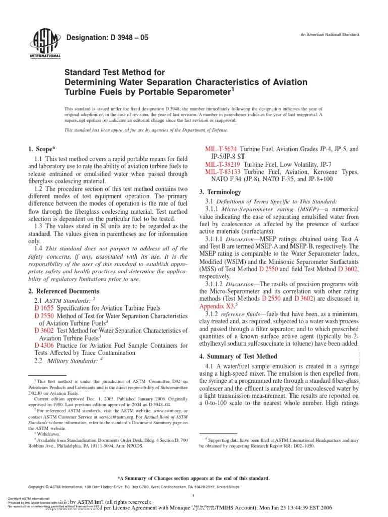 Astm D 3948-05 | Download Free PDF | Jet Fuel | Syringe