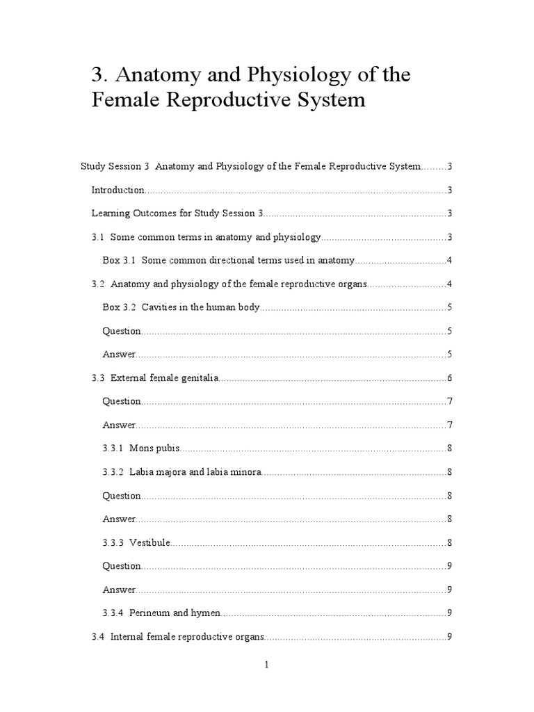 Anatomy and Physiology of The Female Reproductive System | PDF | Vagina ...