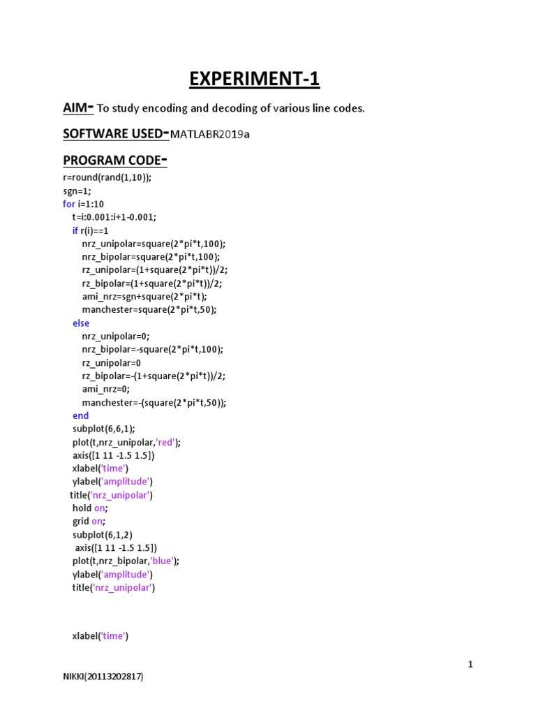 Experiment-1 - : AIM Software Used Program Code | PDF