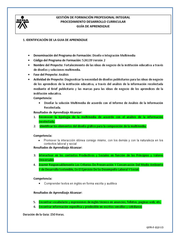 GFPI-F-019 Formato Guia de Aprendizaje-Nuevo-Analisis | PDF | Publicidad | Diseño