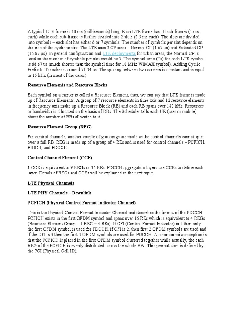 LTE Frame Structure and Resource Allocation | PDF | Orthogonal ...