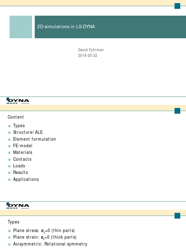 Ls-Dyna 2D PDF | PDF | Deformation (Mechanics) | Cartesian Coordinate ...