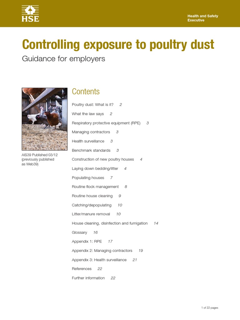 Controlling Exposure To Poultry Dust: Guidance For Employers | PDF ...