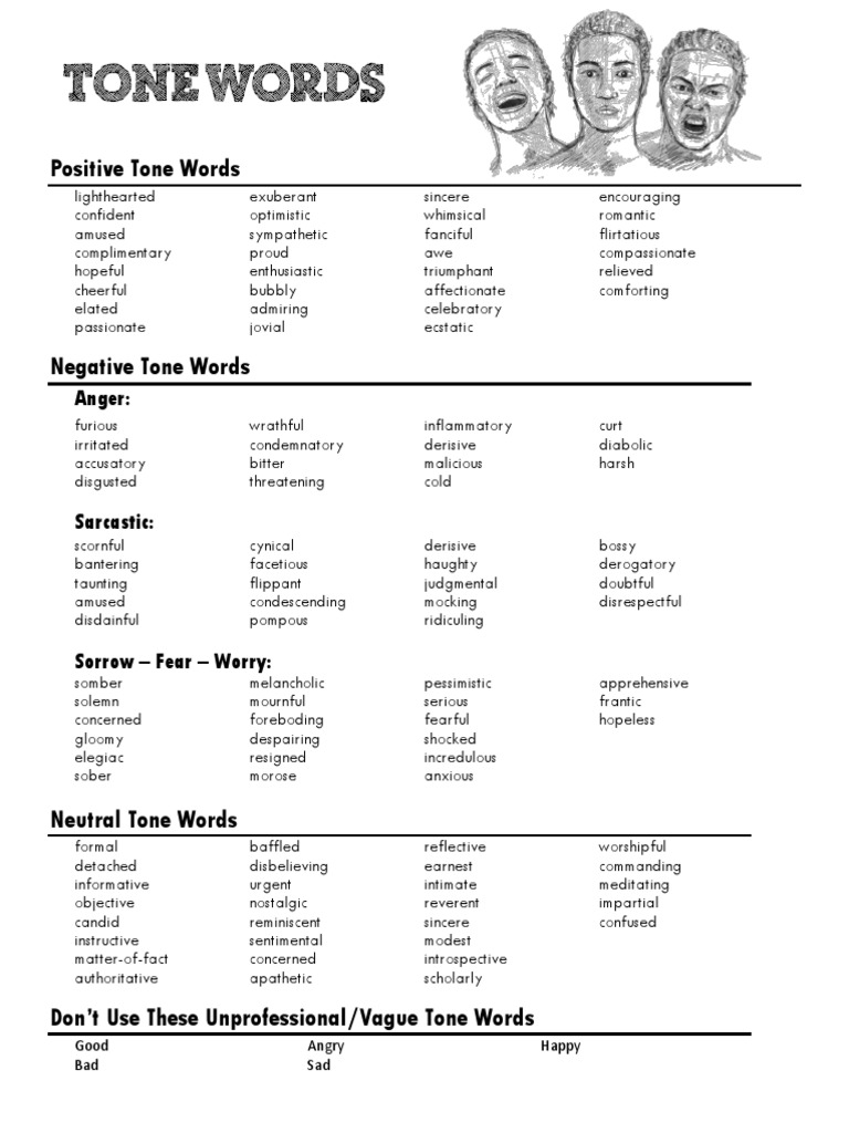 Tone Words Handout | PDF